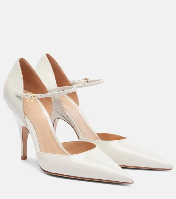 GIANVITO ROSSI 95 Patent Leather Pumps - White