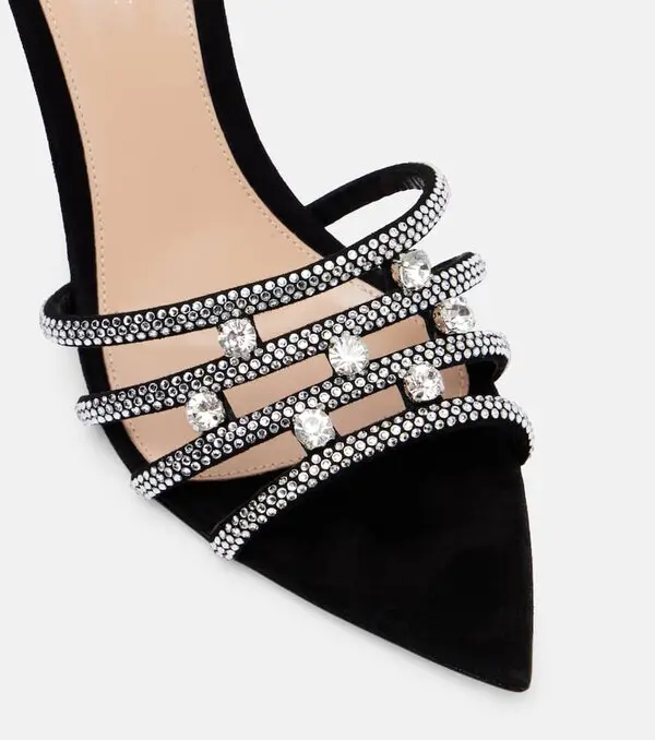 GIANVITO ROSSI 85 Crystal-embellished Mules