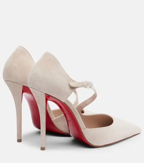 CHRISTIAN LOUBOUTIN Miss Ziggyta 100 Suede Pumps - Beige