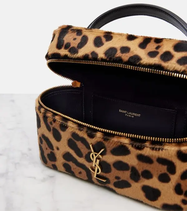 Saint Laurent Gaby Leopard-print Calf Hair Vanity Bag - Brown