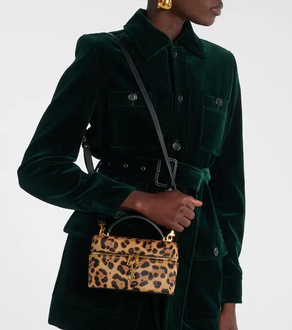 Saint Laurent Gaby Leopard-print Calf Hair Vanity Bag - Brown