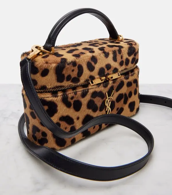 Saint Laurent Gaby Leopard-print Calf Hair Vanity Bag - Brown