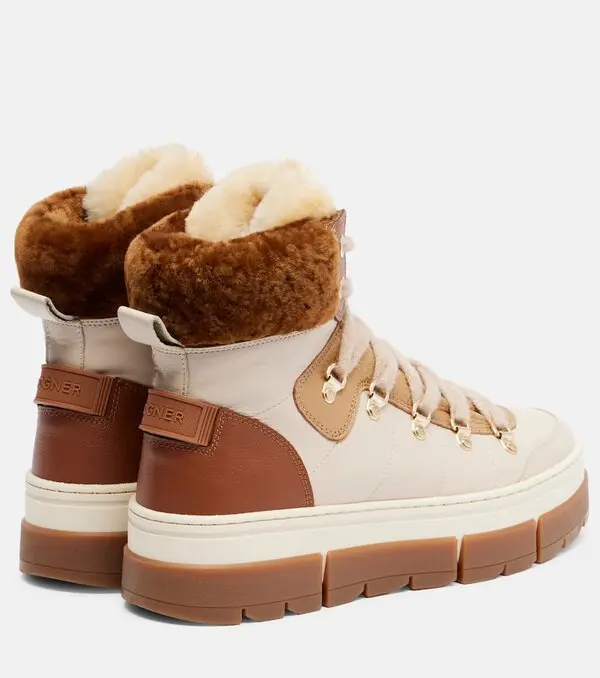 Bogner Shearling-trimmed Leather Ankle Boots