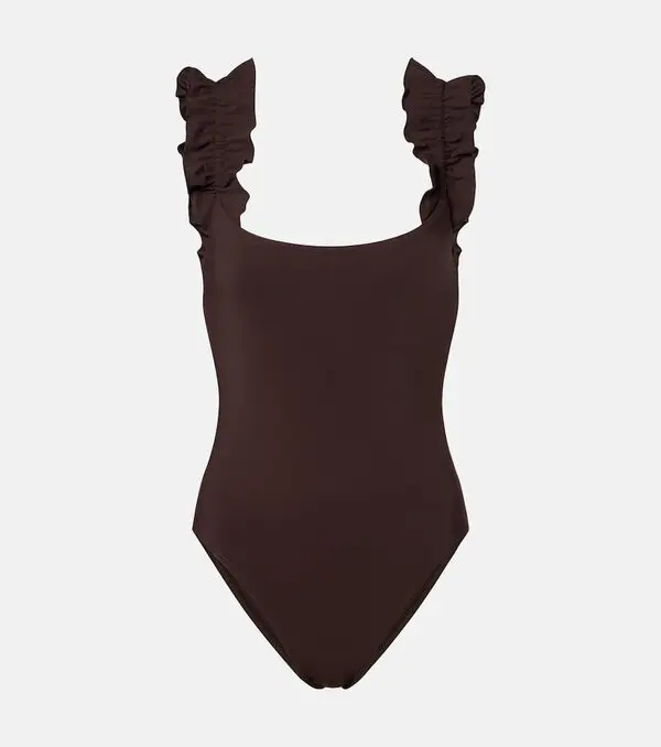 KARLA COLLETTO Ruffled Underwire One-piece Swimsuit - Brown