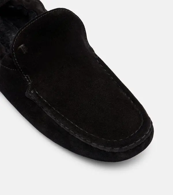 TOD'S Gommino Shearling-lined Suede Driving Shoes