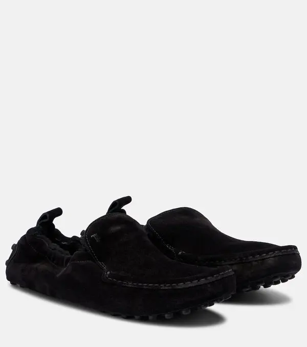 TOD'S Gommino Shearling-lined Suede Driving Shoes - Black