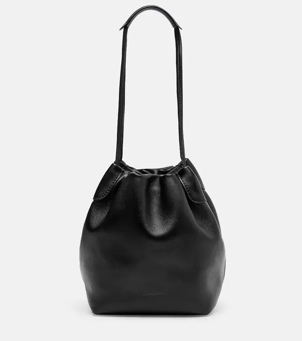 Loro Piana Bale Softy Leather Bucket Bag - Black