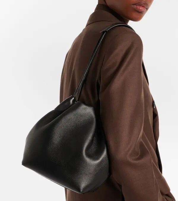 Loro Piana Bale Softy Leather Bucket Bag - Black