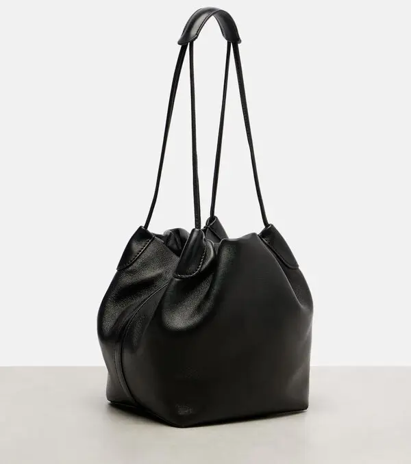 Loro Piana Bale Softy Leather Bucket Bag - Black