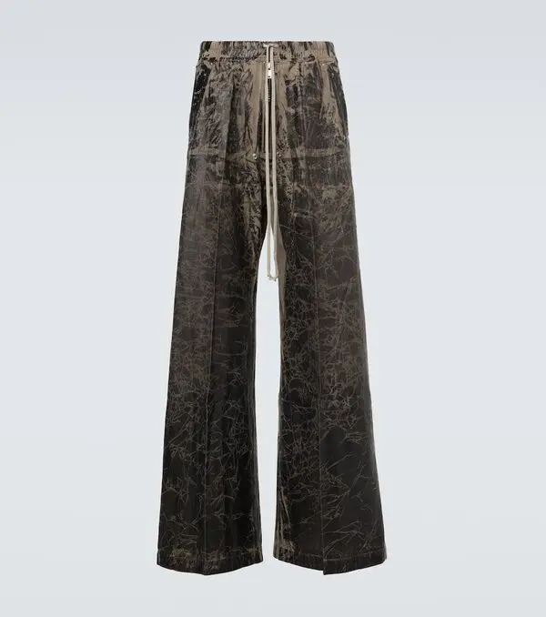 Rick Owens Coated Cotton Wide-leg Pants - Black