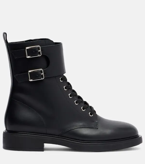 GIANVITO ROSSI Ripley Leather Combat Boots - Black