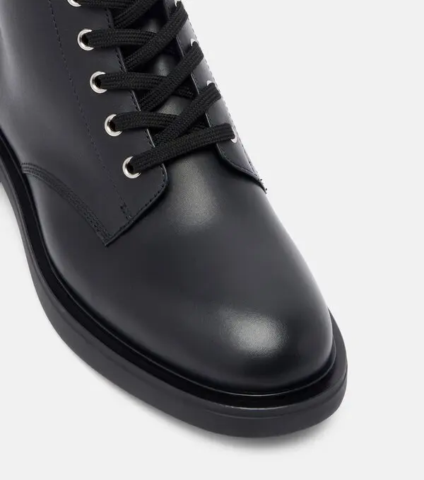 GIANVITO ROSSI Ripley Leather Combat Boots - Black