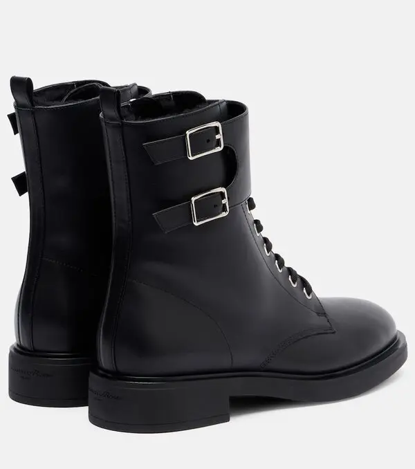 GIANVITO ROSSI Ripley Leather Combat Boots - Black