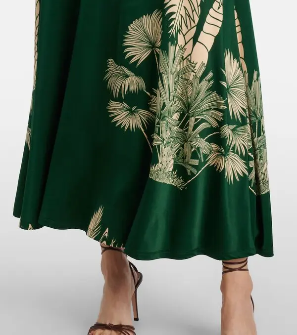 Johanna Ortiz Printed Ruched Jersey Midi Dress - Green