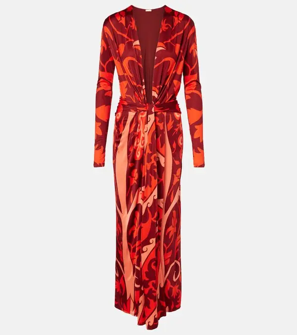Johanna Ortiz Printed Jersey Midi Dress - Red