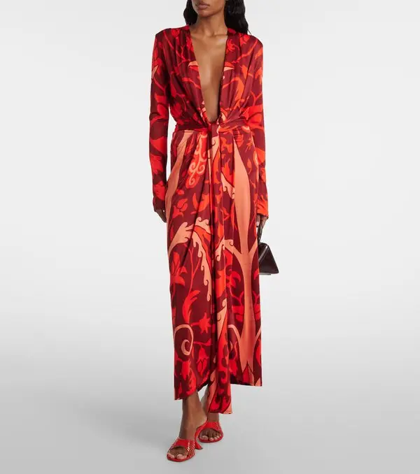 Johanna Ortiz Printed Jersey Midi Dress - Red
