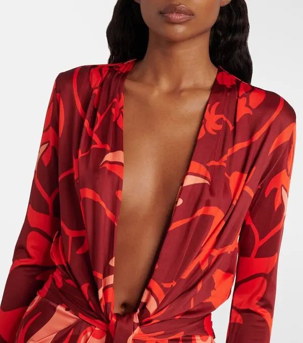 Johanna Ortiz Printed Jersey Midi Dress - Red