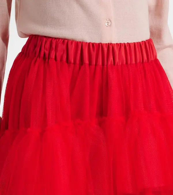 Simone Rocha Tie Tulle Midi Skirt - Red