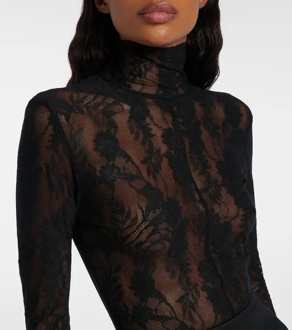 Norma Kamali Turtleneck Lace Catsuit