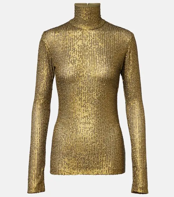 Norma Kamali Sequined Turtleneck Top