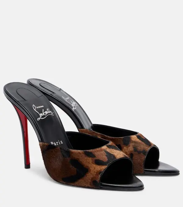 CHRISTIAN LOUBOUTIN Miss Z 100 Leopard-print Mules - Brown