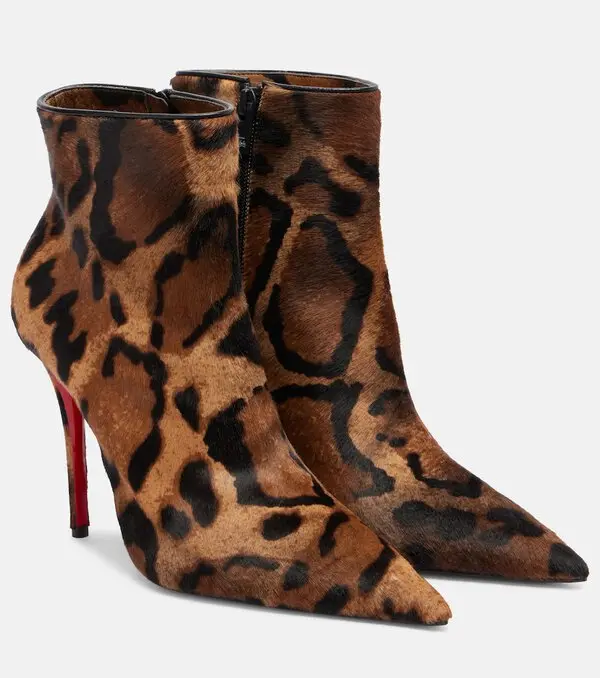 CHRISTIAN LOUBOUTIN Miss Z 100 Calf Hair Ankle Boots - Brown