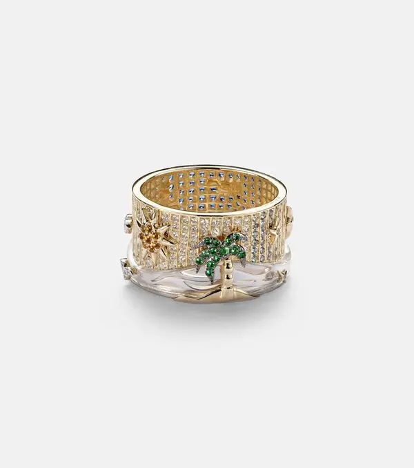 Yvonne Léon 24 Heures 9kt Ring With Gemstones - Gold