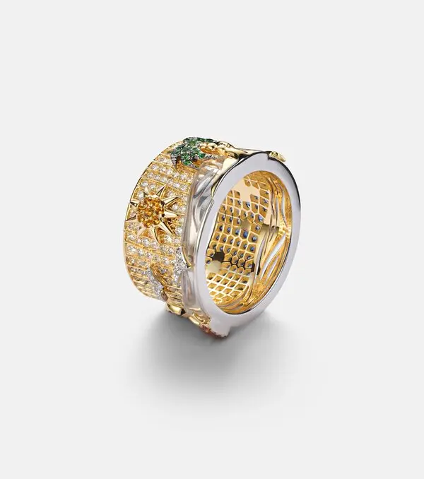 Yvonne Léon 24 Heures 9kt Ring With Gemstones