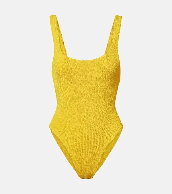 Hunza G Square Neck One-piece Swimsuit - Yellow