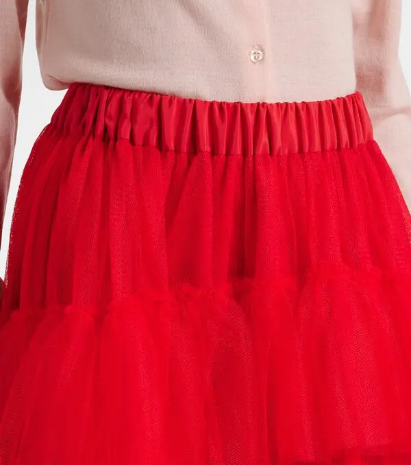 Simone Rocha Tie Tulle Midi Skirt - Red