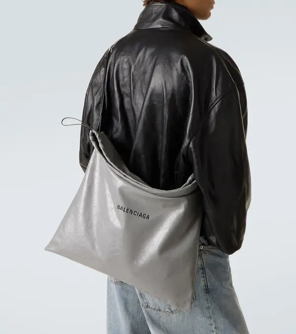 Balenciaga Leather Shoulder Bag - Grey