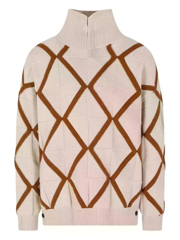 Emporio Armani Diamond-pattern Turtleneck Knitwear - Neutrals