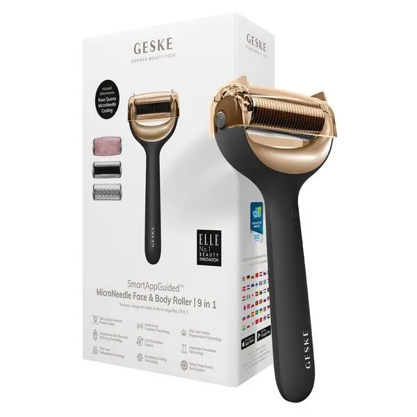 GESKE Smartappguided Microneedle Face & Body Roller | 9 In 1 - Gray