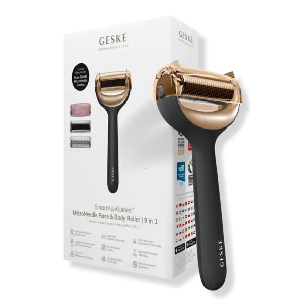 GESKE Smartappguided Microneedle Face & Body Roller | 9 In 1 - Gray