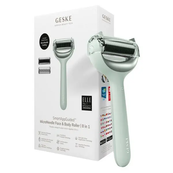 GESKE Smartappguided Microneedle Face & Body Roller | 8 In 1 - Green