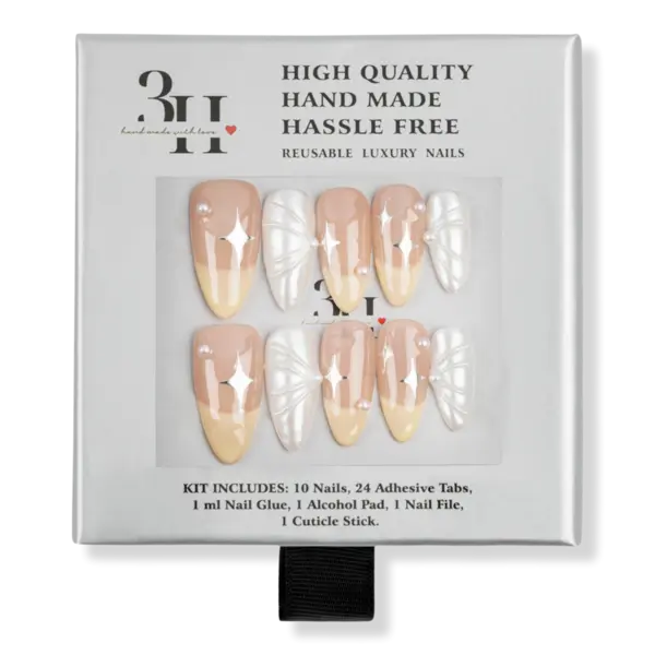 3H NAILS Lemon Star Almond Press-on Nails - One-color