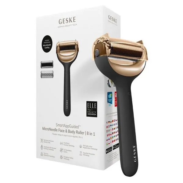 GESKE Smartappguided Microneedle Face & Body Roller | 8 In 1 - Gray