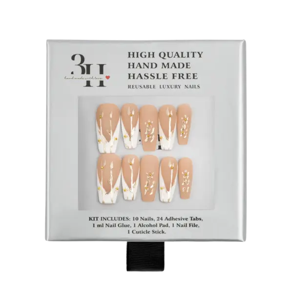 3H NAILS Fall Fields Medium Square Press-on Nails - One-color