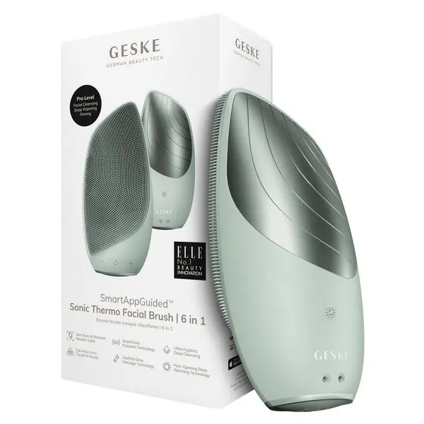 GESKE Smartappguided Sonic Thermo Facial Brush | 6 In 1 - Green