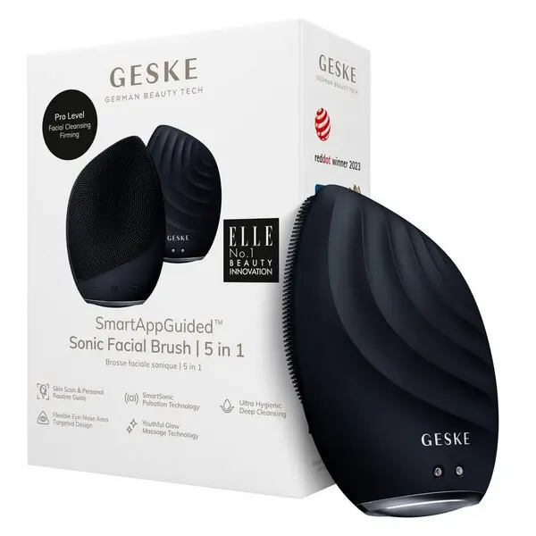 GESKE Smartappguided Sonic Facial Brush | 5 In 1 - Black