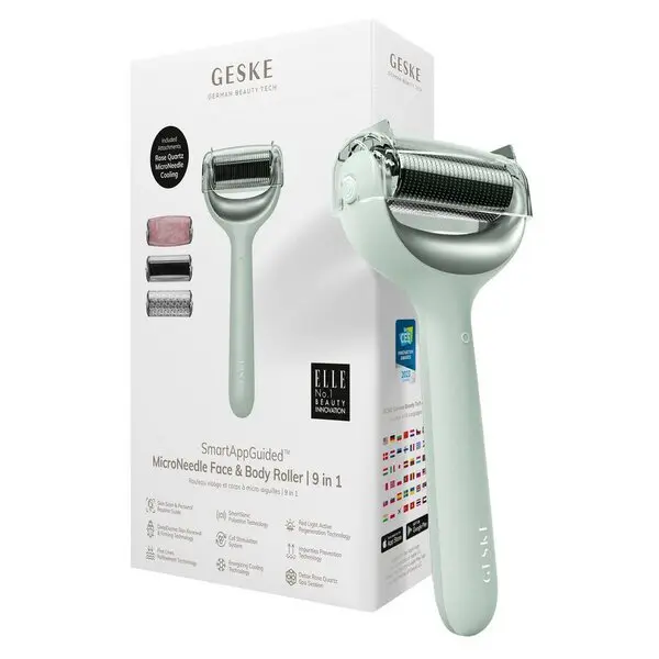 GESKE Smartappguided Microneedle Face & Body Roller | 9 In 1 - Green