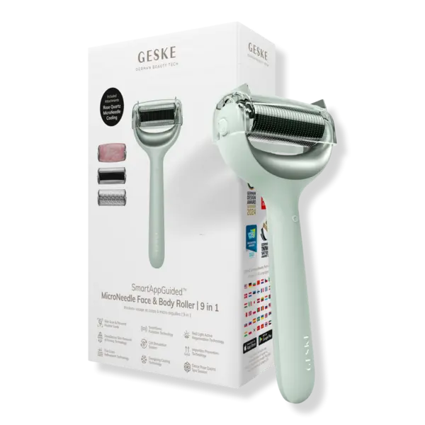 GESKE Smartappguided Microneedle Face & Body Roller | 9 In 1 - Green