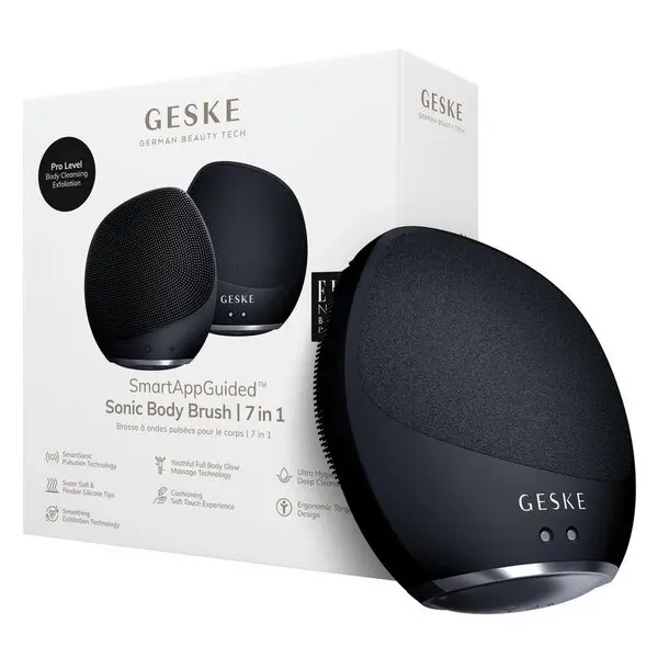 GESKE Smartappguided Sonic Body Brush & Intensive Exfoliator | 7 In 1 - Black