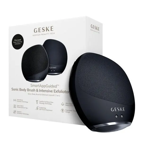 GESKE Smartappguided Sonic Body Brush & Intensive Exfoliator | 7 In 1 - Black