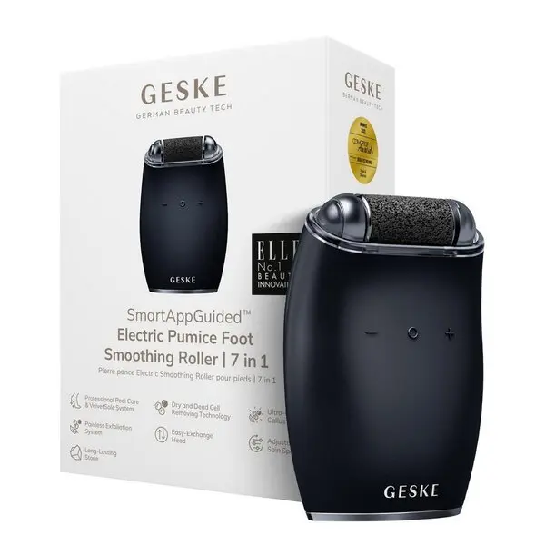 GESKE Smartappguided Electric Pumice Foot Smoothing Roller | 7 In 1 - Black