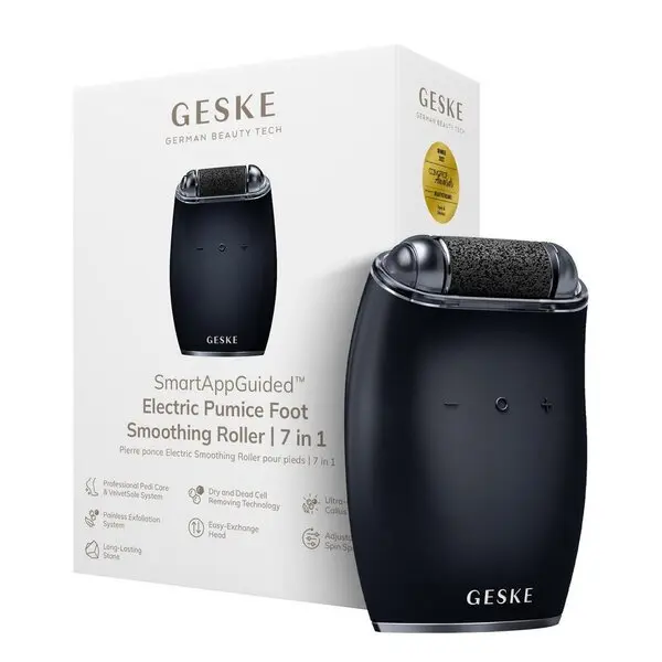 GESKE Smartappguided Electric Pumice Foot Smoothing Roller | 7 In 1 - Black