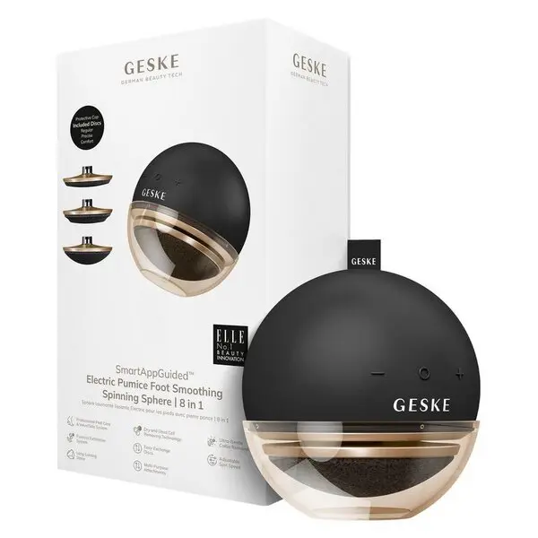 GESKE Smartappguided Electric Pumice Foot Smoothing Spinning Sphere | 8 In 1 - Gray