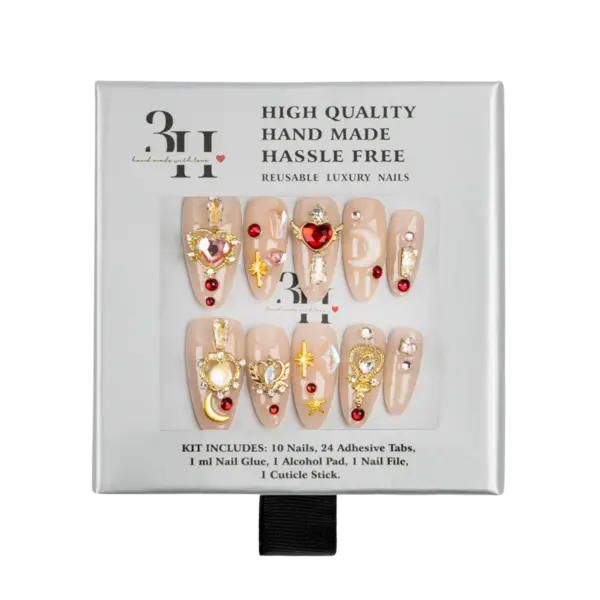 3H NAILS Lunar Bloom Medium Almond Press-on Nails - One-color