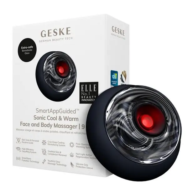 GESKE Smartappguided Sonic Cool & Warm Face And Body Massager | 9 In 1 - Black