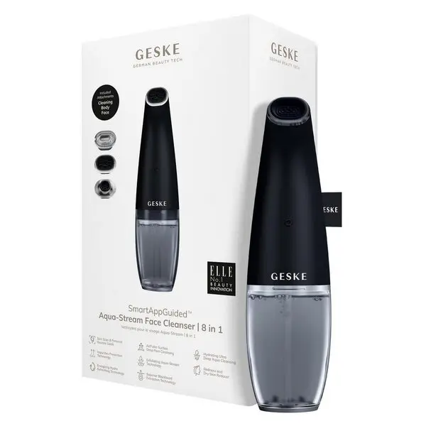 GESKE Smartappguided Aqua-stream Face Cleanser | 8 In 1 - Black